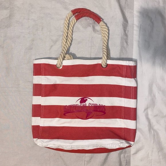 Universal Studio | Bags | Universal Studios Pink White Striped Tote Bag ...